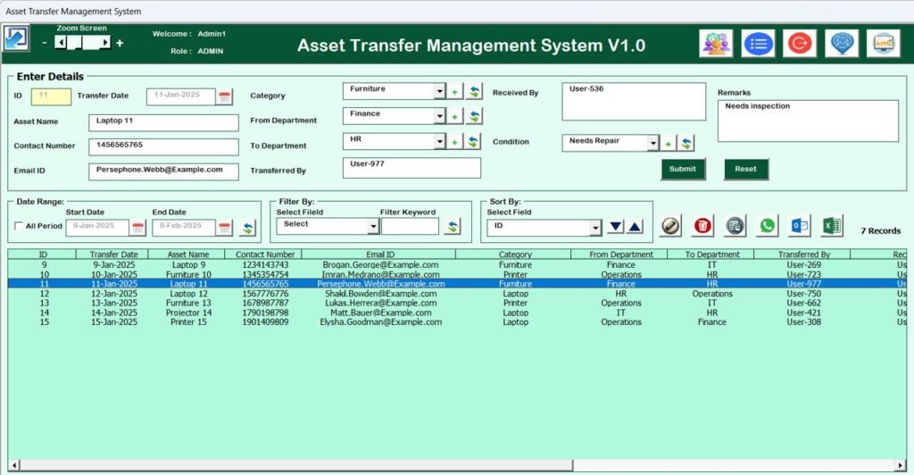 Asset Transfer Management System V1.0 - Next Gen Templates