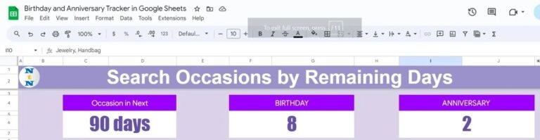 Birthday and Anniversary Tracker in Google Sheets with Search Feature ...