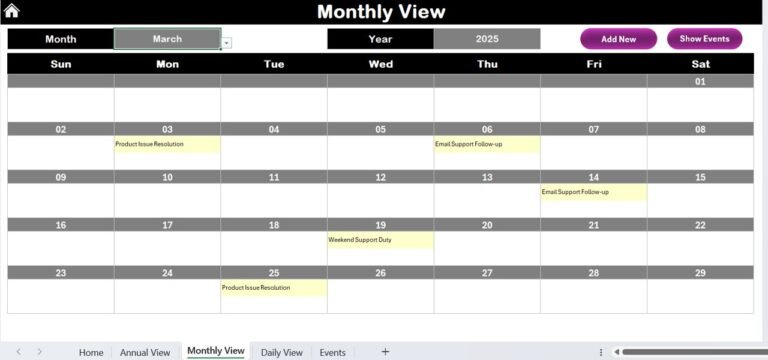 Customer Support Coverage Calendar in Excel - Next Gen Templates