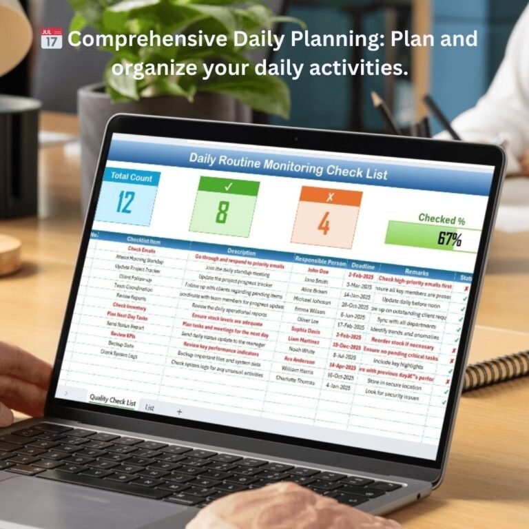 Daily Routine Monitoring Checklist in Excel - Next Gen Templates