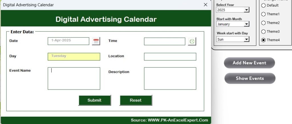 Digital Advertising Calendar in Excel - Next Gen Templates