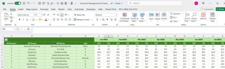 Document Management KPI Dashboard in Excel - Next Gen Templates