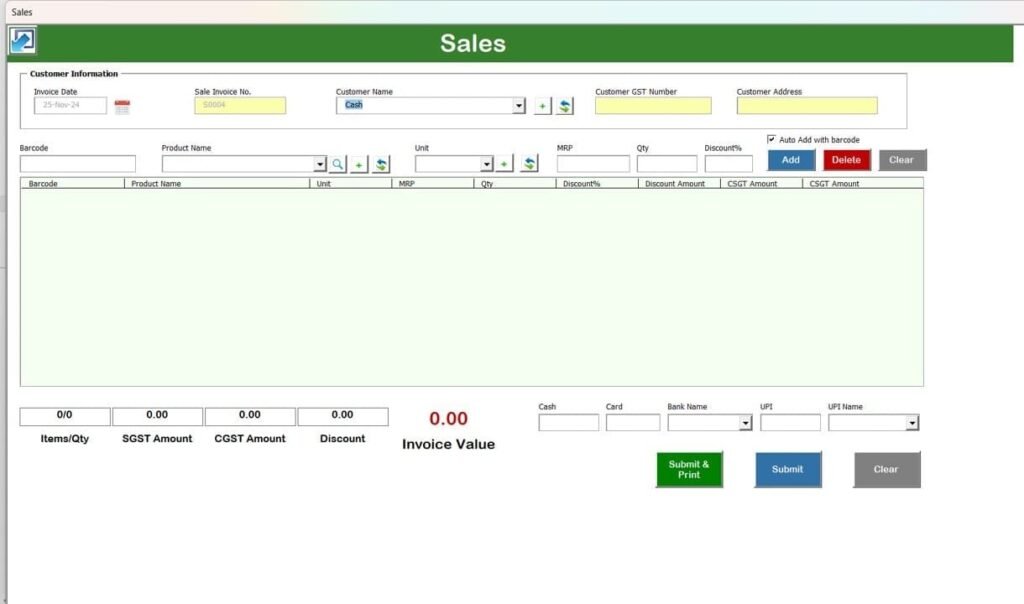 GST Billing Software V1.0 - Next Gen Templates