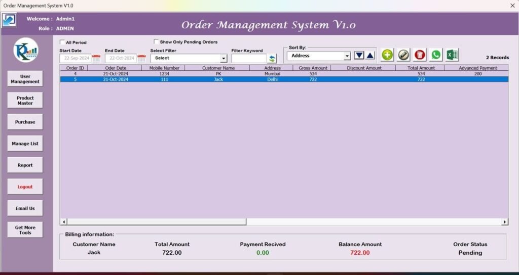 Order Management System V1.0 - Next Gen Templates