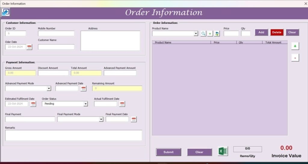Order Management System V1.0 - Next Gen Templates