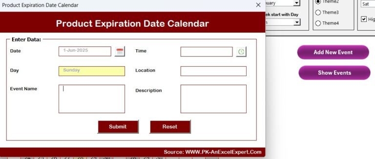 Product Expiration Date Calendar in Excel - Next Gen Templates