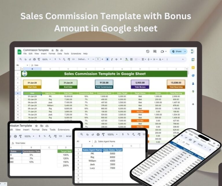 Sales Commission Template with Bonus Amount in Google sheet - Next Gen ...