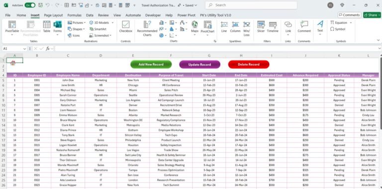 Travel Authorization Tracker in Excel - Next Gen Templates