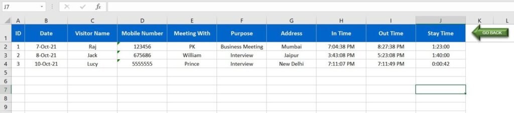 Visitor Log Book in Excel VBA - Next Gen Templates