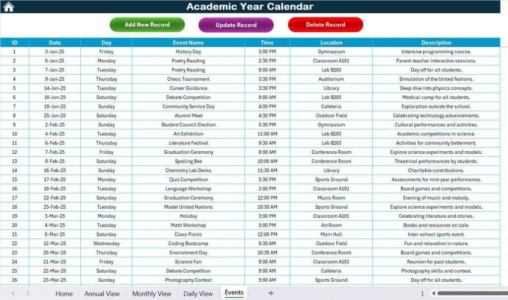 Academic Year Calendar in Excel - Next Gen Templates