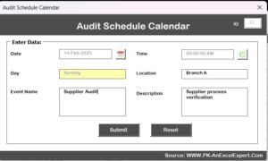 Audit Schedule Calendar in Excel - Next Gen Templates