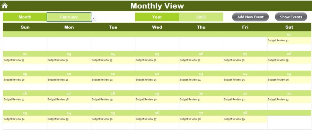 Budget Tracking Calendar in Excel - Next Gen Templates