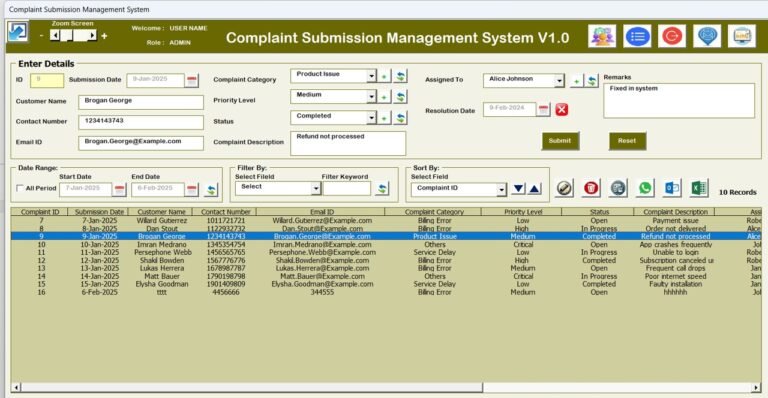 Complaint Submission Management System V1.0 - Next Gen Templates
