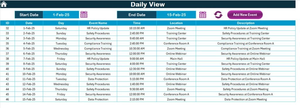 Compliance Training Calendar in Excel - Next Gen Templates