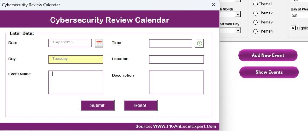 Cybersecurity Review Calendar in Excel - Next Gen Templates