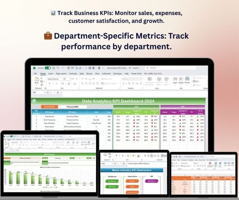 Data Analytics KPI Dashboard in Excel - Next Gen Templates