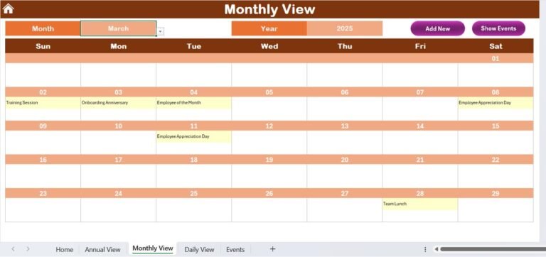 Employee Recognition Calendar in Excel - Next Gen Templates