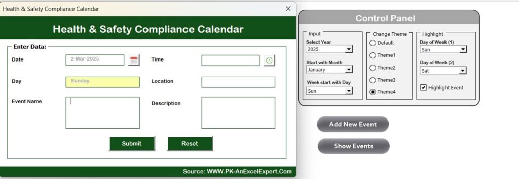 Health & Safety Compliance Calendar in Excel - Next Gen Templates