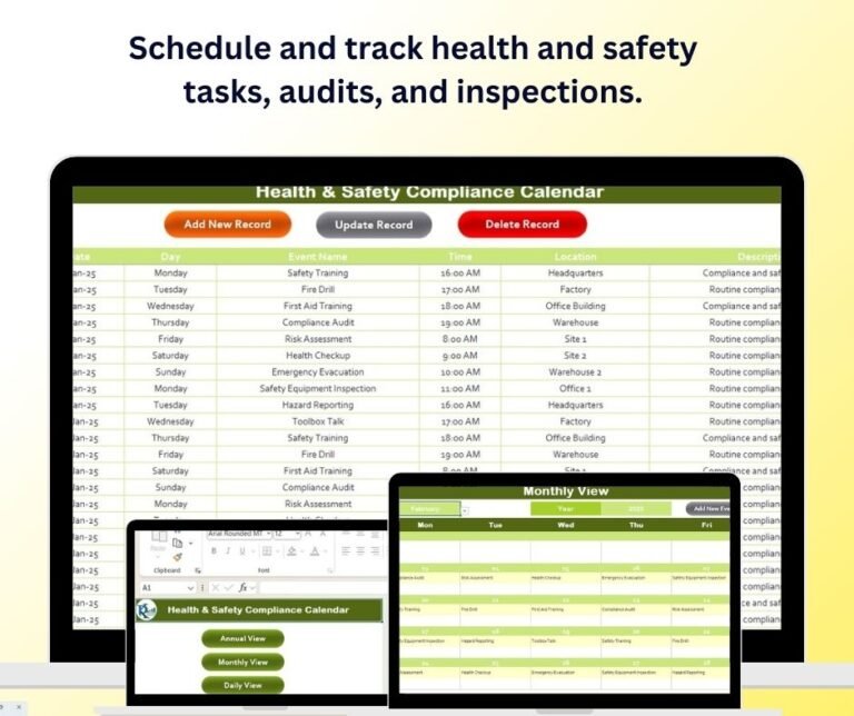 Health & Safety Compliance Calendar in Excel - Next Gen Templates