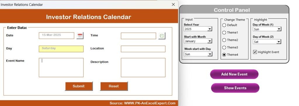 Investor Relations Calendar in Excel - Next Gen Templates