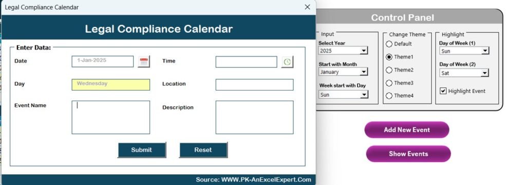 Legal Compliance Calendar in Excel - Next Gen Templates