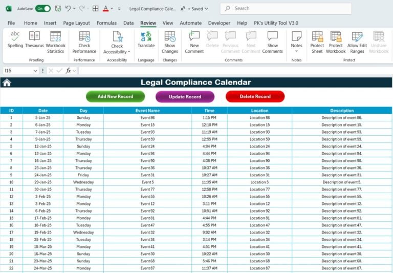 Legal Compliance Calendar in Excel - Next Gen Templates