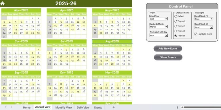 Operations Remote Work Calendar in Excel - Next Gen Templates