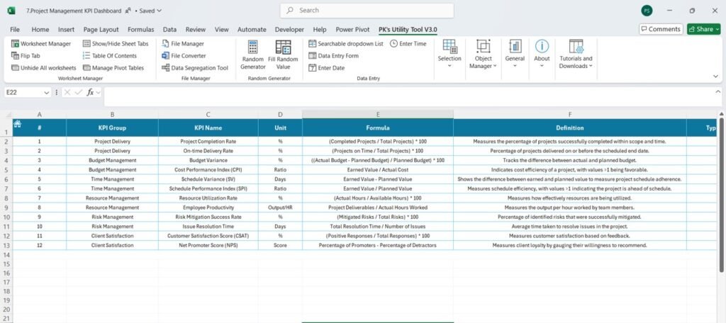 Project Management KPI Dashboard in Excel - Next Gen Templates