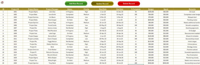 Project Status Update Tracker in Excel - Next Gen Templates