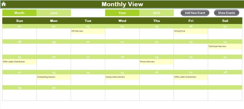 Recruitment Calendar in Excel - Next Gen Templates