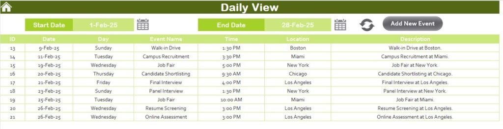 Recruitment Calendar in Excel - Next Gen Templates