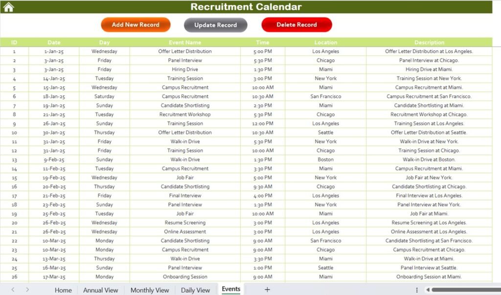 Recruitment Calendar in Excel - Next Gen Templates