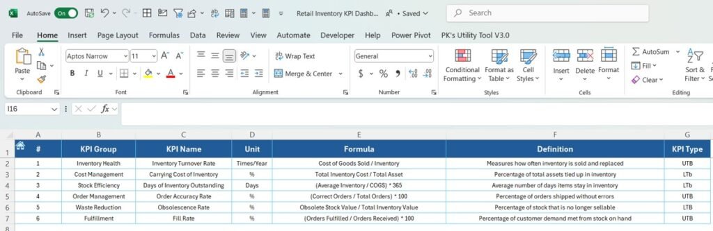 Retail Inventory KPI Dashboard in Excel - Next Gen Templates