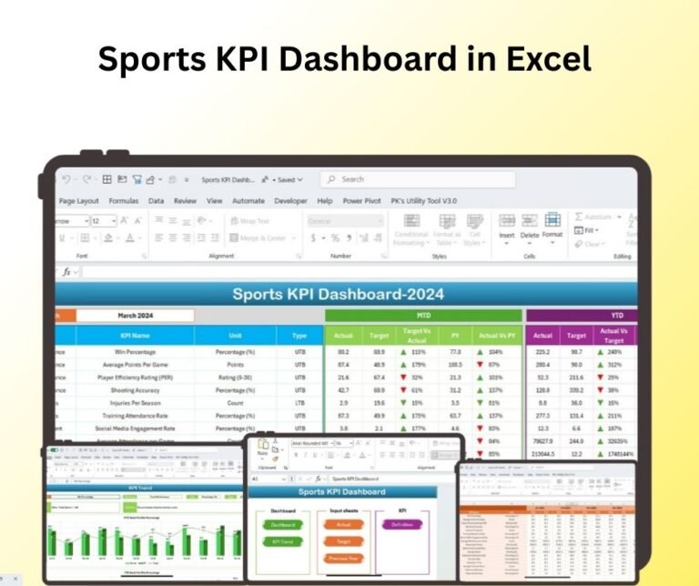 Sports KPI Dashboard in Excel - Next Gen Templates