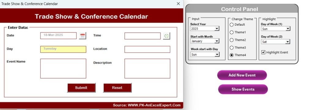 Trade Show & Conference Calendar in Excel - Next Gen Templates