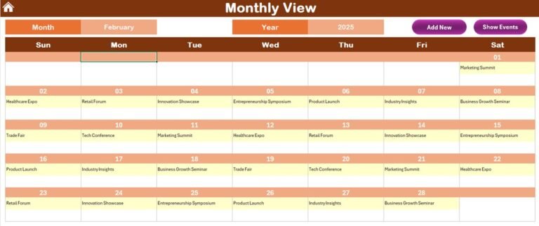 Trade Show & Conference Calendar in Excel - Next Gen Templates