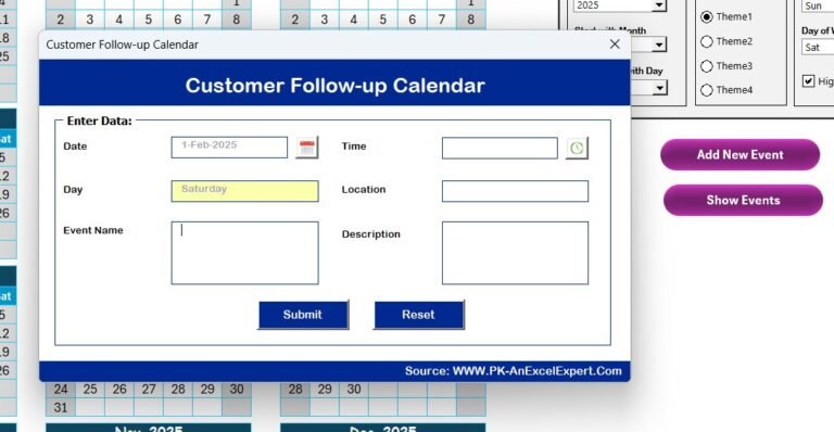 Customer Follow-up Calendar in Excel - Next Gen Templates