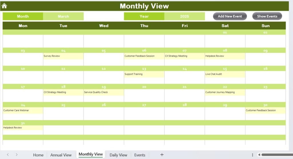 Customer Service Customer Experience Calendar in Excel - Next Gen Templates