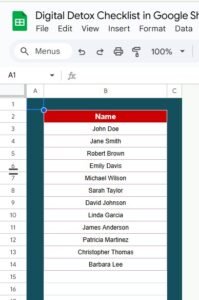 Digital Detox Checklist in Google Sheets - Next Gen Templates