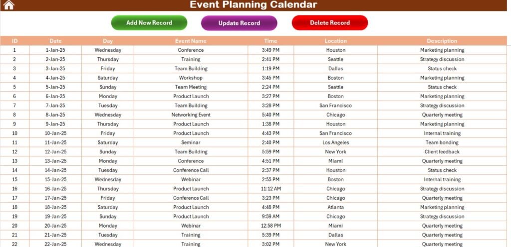 Event Planning Calendar in Excel - Next Gen Templates