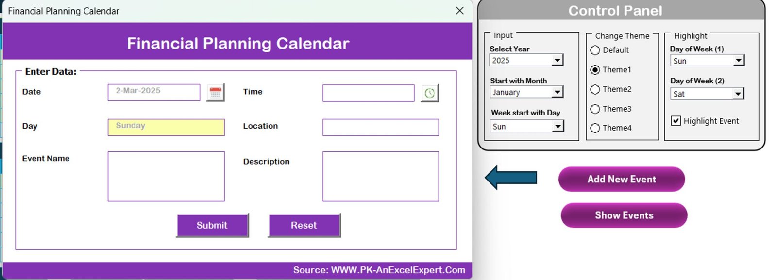 Financial Planning Calendar in Excel - Next Gen Templates