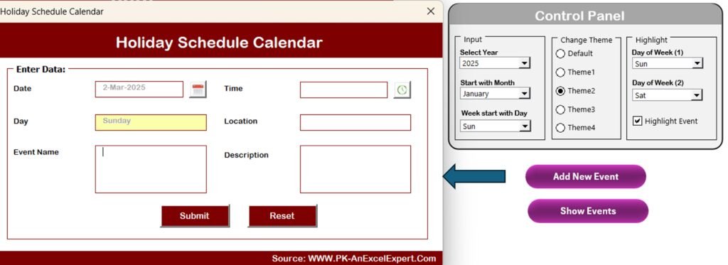 Holiday Schedule Calendar in Excel - Next Gen Templates