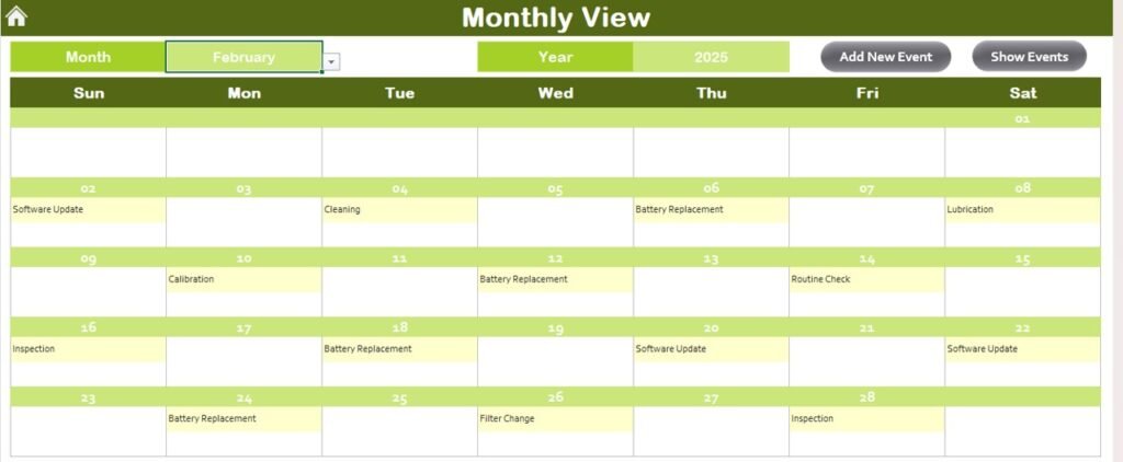 Maintenance Schedule Calendar in Excel - Next Gen Templates