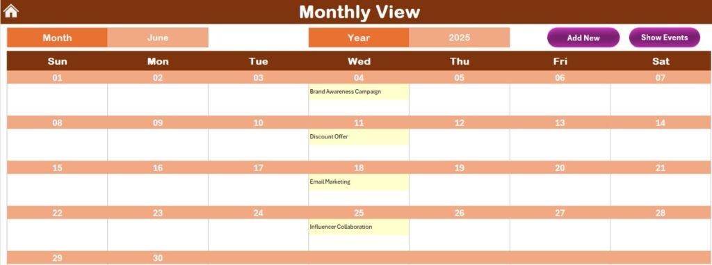 Marketing Campaign Calendar in Excel - Next Gen Templates