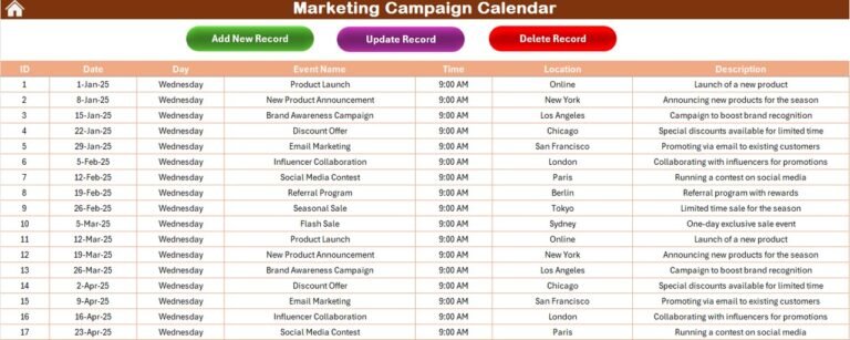 Marketing Campaign Calendar in Excel - Next Gen Templates