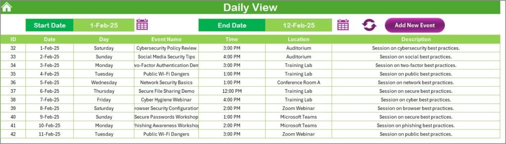 Marketing Cybersecurity Calendar in Excel - Next Gen Templates