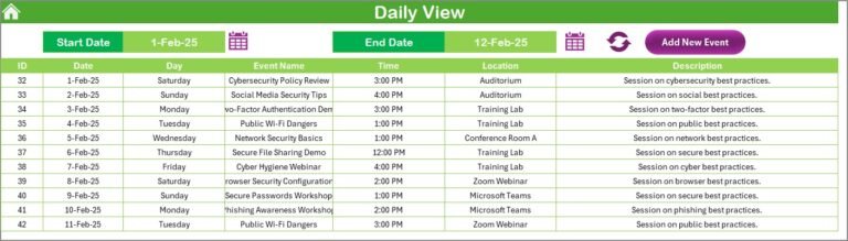Marketing Cybersecurity Calendar in Excel - Next Gen Templates