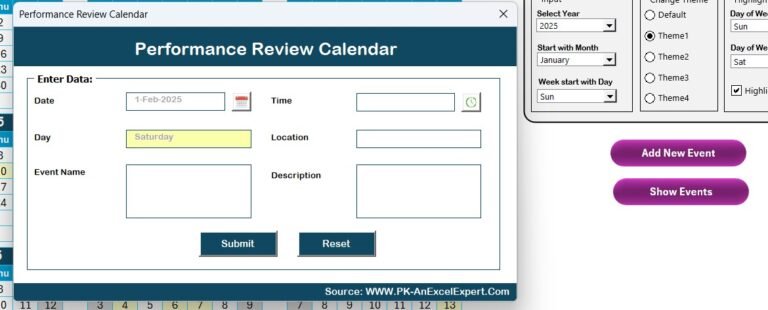 Performance Review Calendar in Excel - Next Gen Templates
