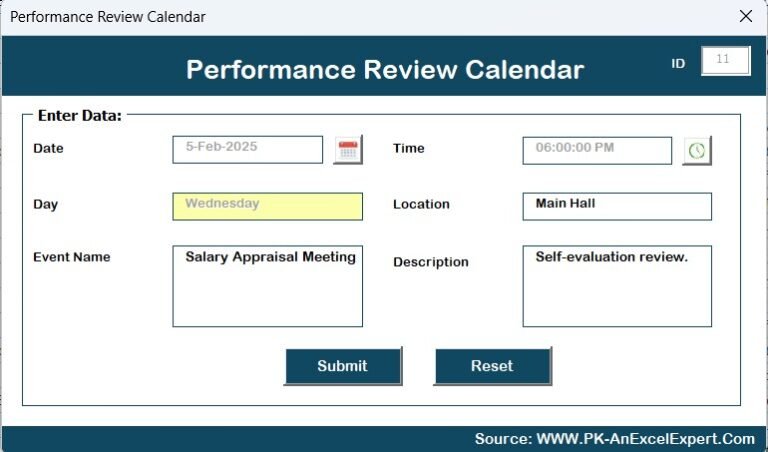 Performance Review Calendar in Excel - Next Gen Templates