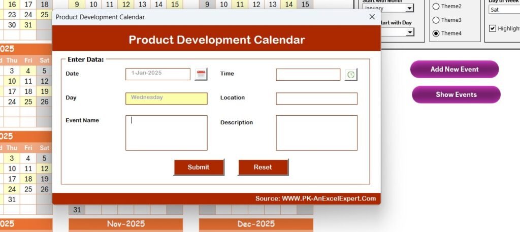 Product Development Calendar in Excel - Next Gen Templates
